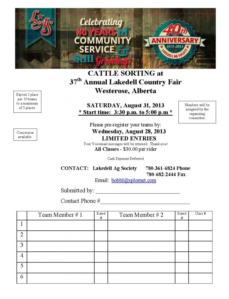 Entry Form Cattle Sorting